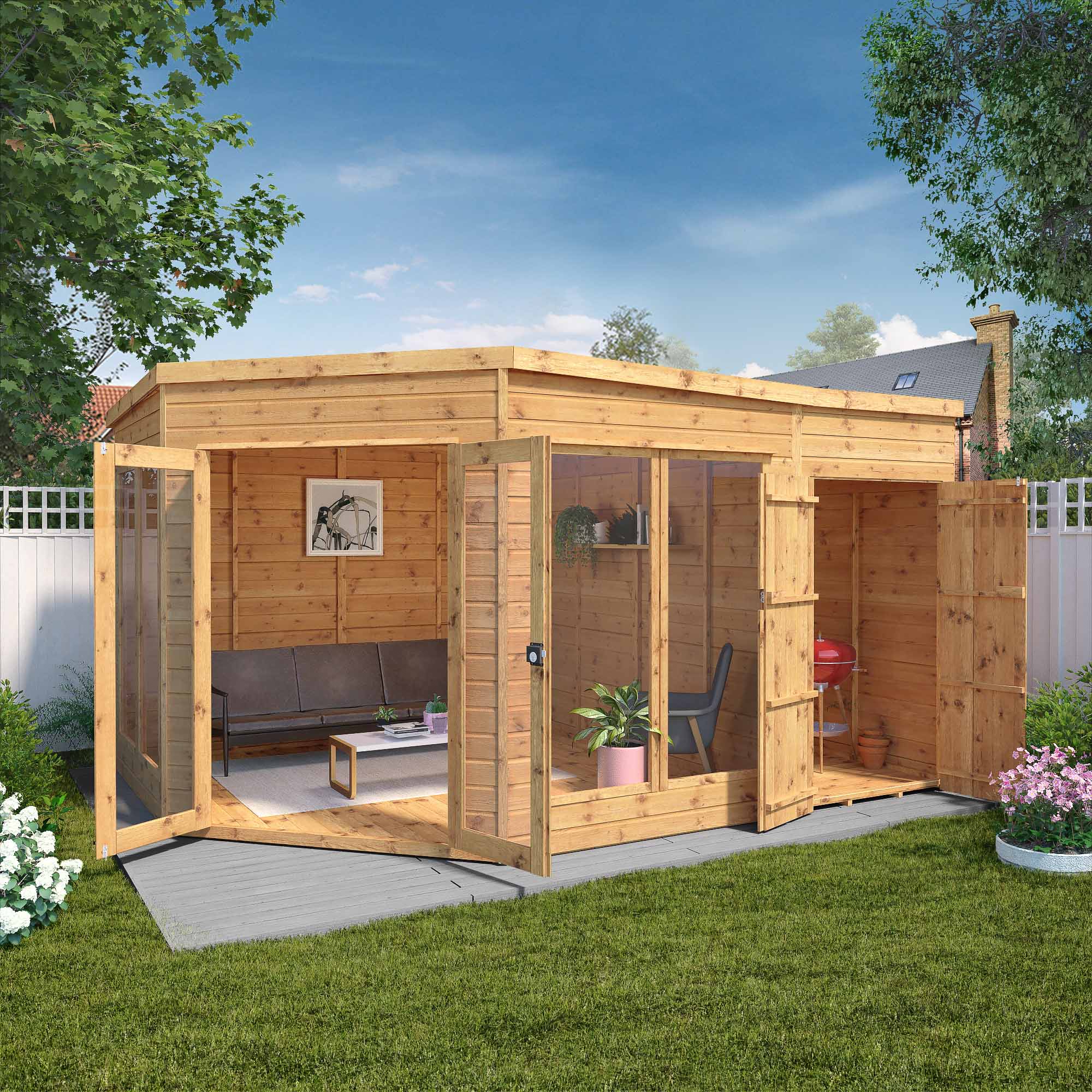 Summerhouse with Side Shed – Mercia Garden Products