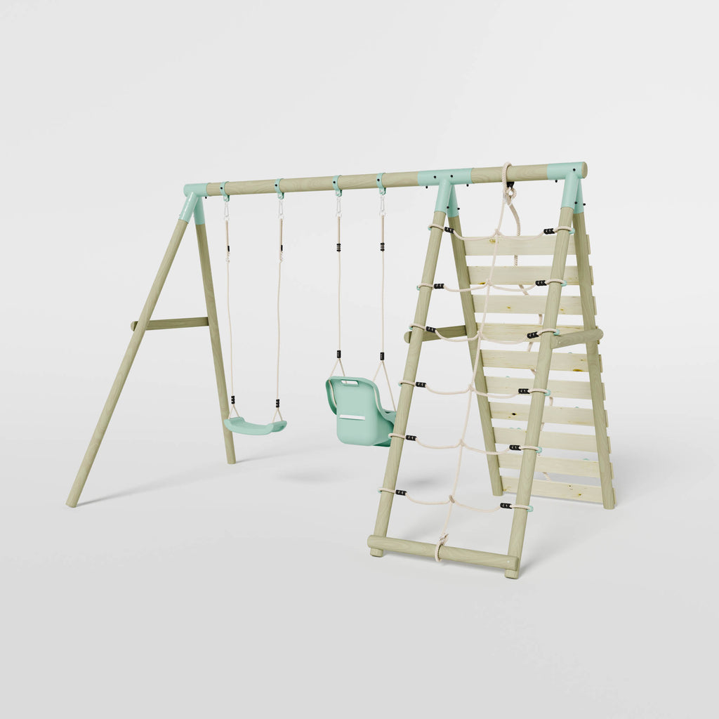 Double Swing with Baby Seat & Climbing Wall – Mercia Garden Products
